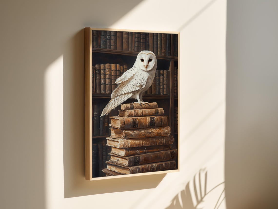 Barn Owl On Vintage Books Art - Literary-Themed Wall Decor For Book ...