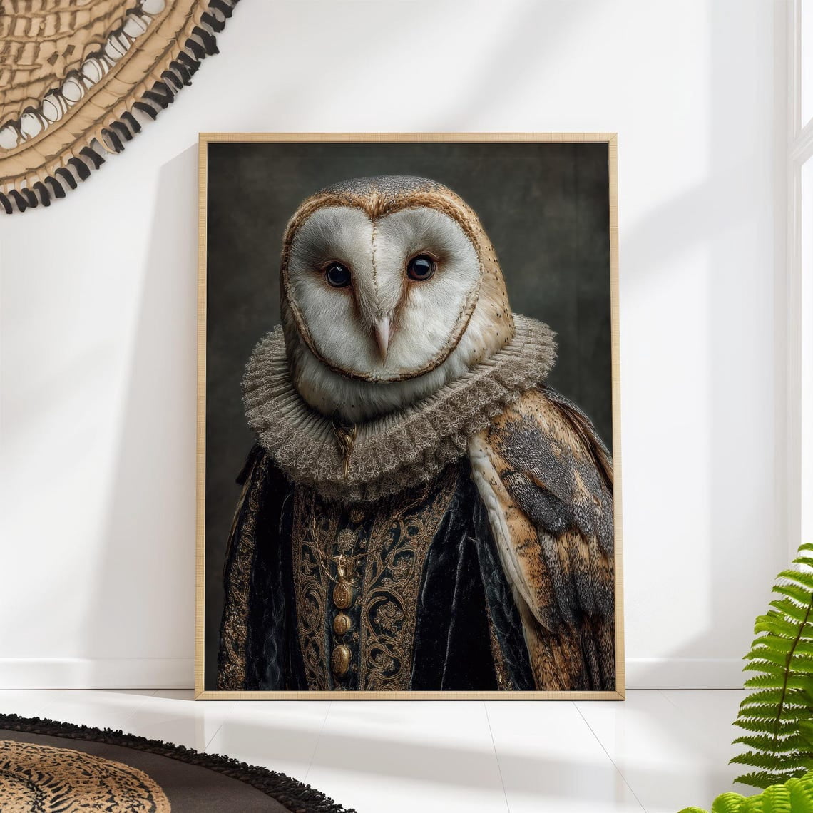 Barn Owl Wall Art Victorian Renaissance Animal Portrait Classic Decor ...