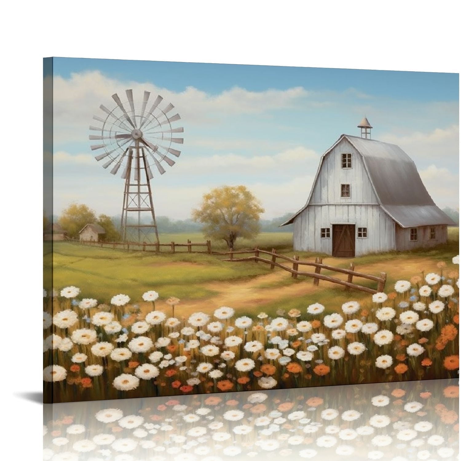 Barn Painting Barn and Flowers Wall Decor Rustic Bedroom Wall Decor ...