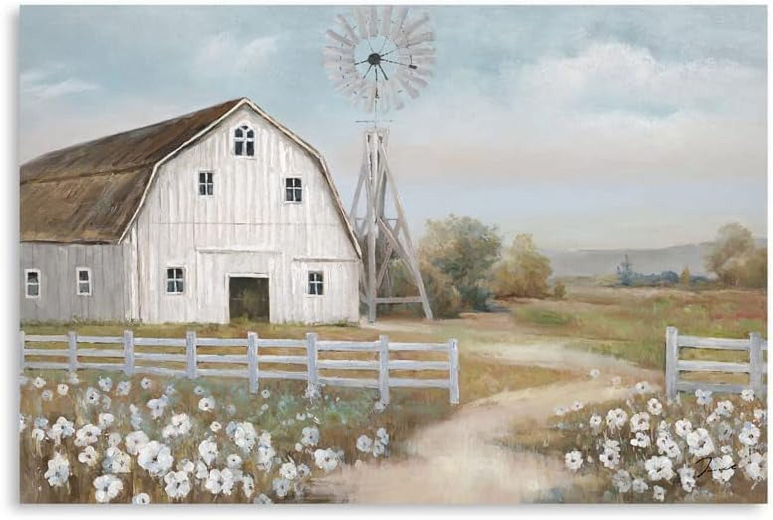 Barn Prints Farmhouse Old Barn Wall Art Barn Painting Barn and Flowers ...