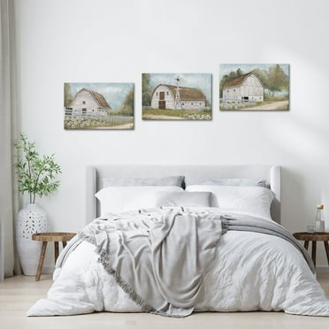Chilfamy Windmill Barn Field Canvas Wall Art Decor Ready To Hang Room ...