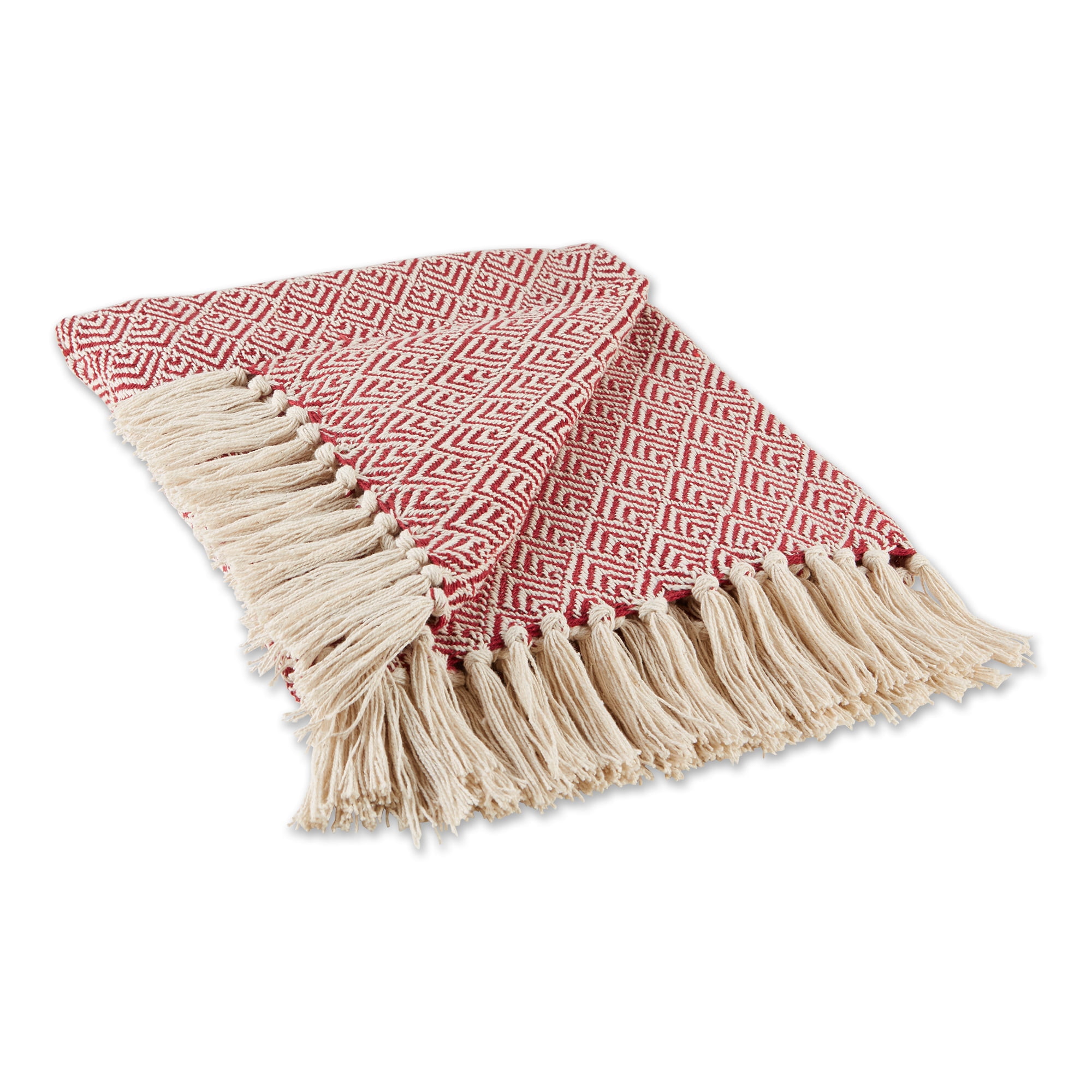 Barn Red Diamond Cotton Throw with fringe 50x60 - Walmart.com
