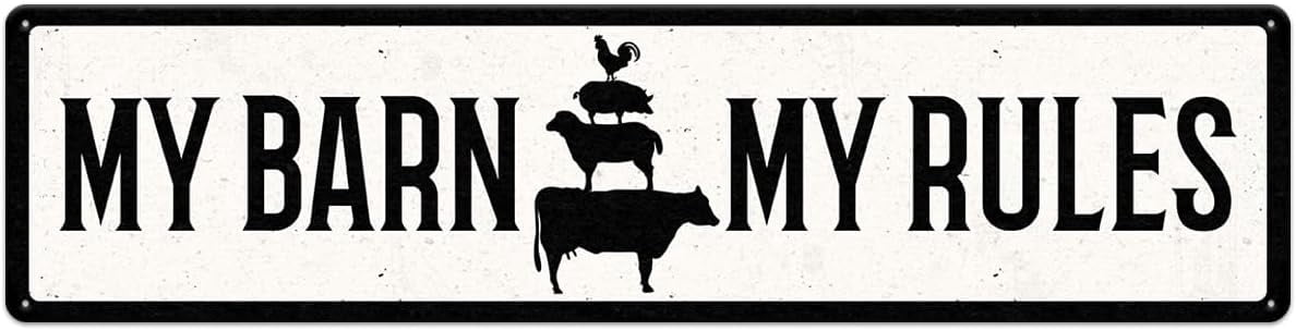 My Barn My Rules Black & White Funny Metal Sign for Farmhouse Sheepfold ...