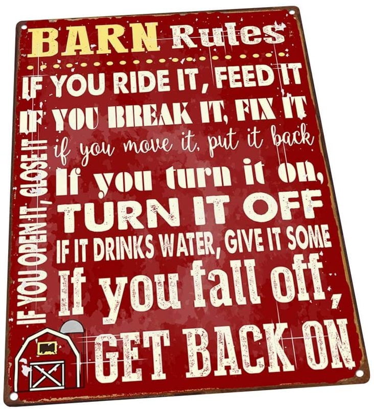 Barn Rules Metal Sign, Stable, Rustic Décor, Cowboy, Ranch, Horses Size ...