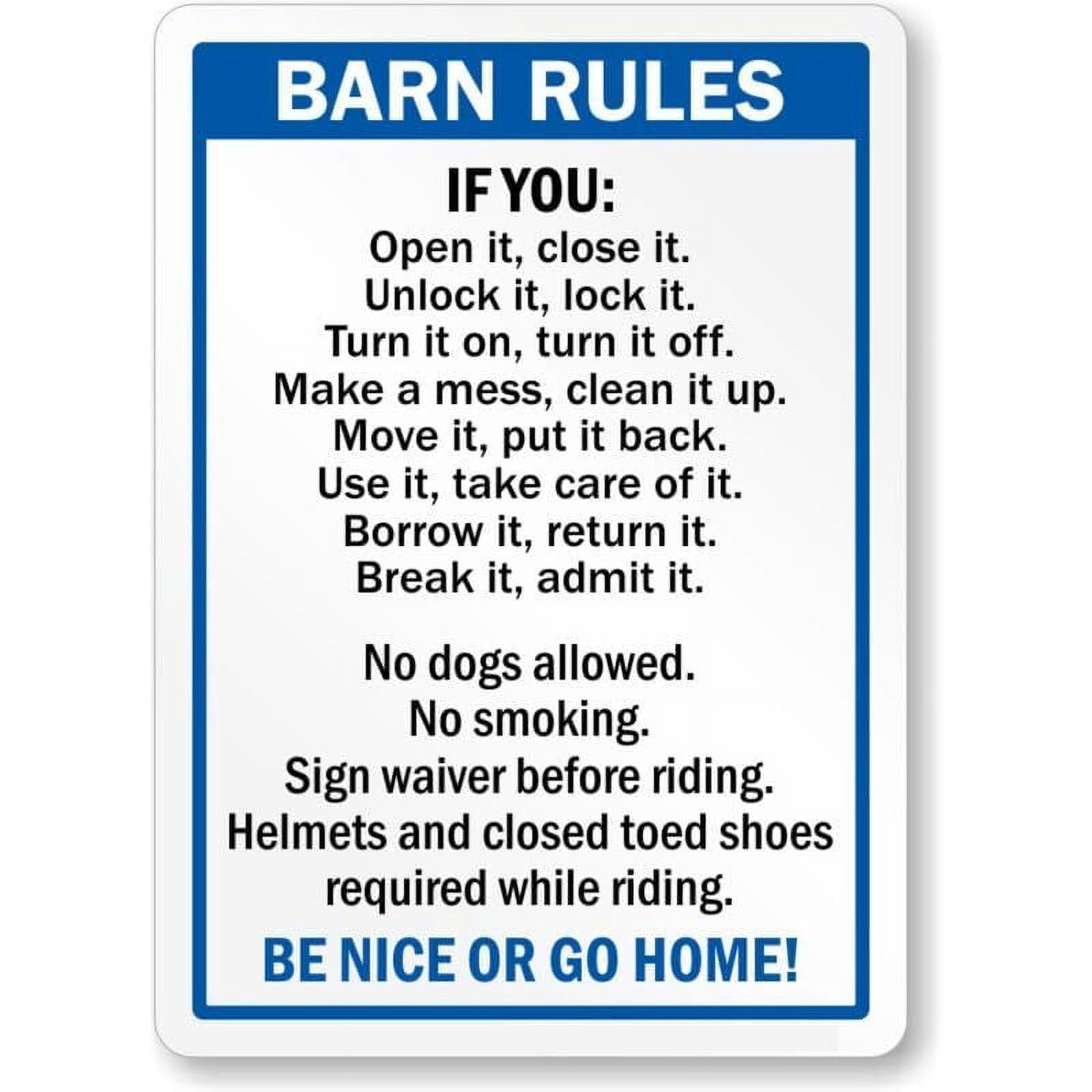 Barn Rules No Dogs Allowed Weatherproof Metal Aluminum Sign Size: 8 x ...