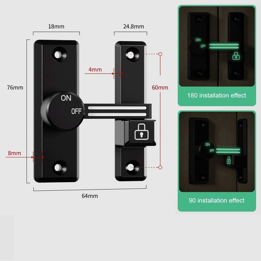 Barn Sliding Door Lock Hook Latch Punch-Free Zinc Alloy Push-Pull Door ...