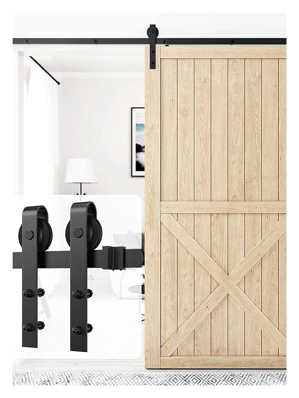 Barn Sliding Wood Door Hardware Set Steel Slide Rail Antique Track ...