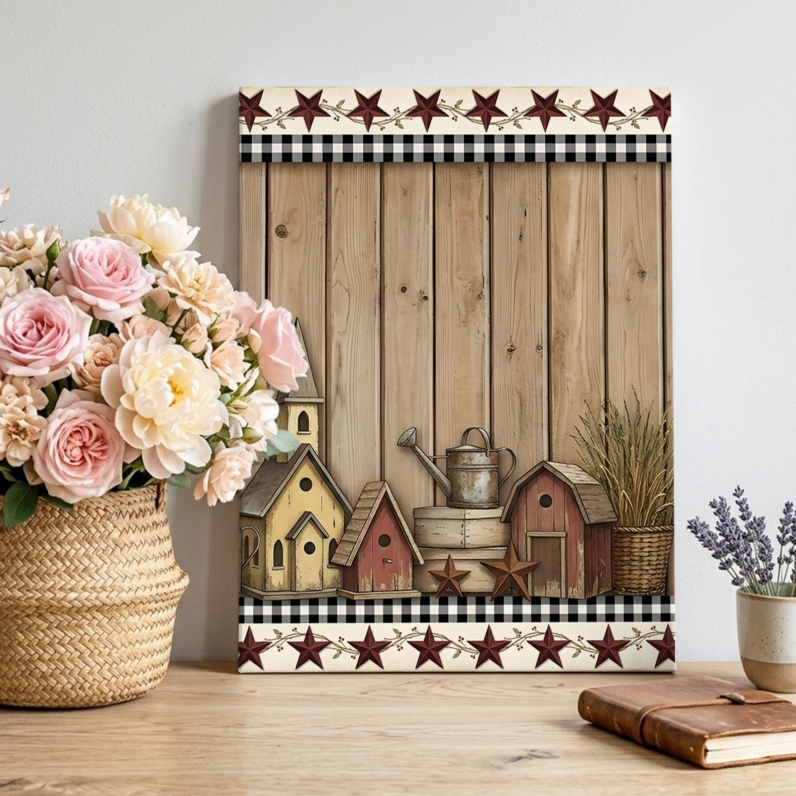 Barn Star Canvas Wall Art for Living Room, Country Vintage Farmhouse ...