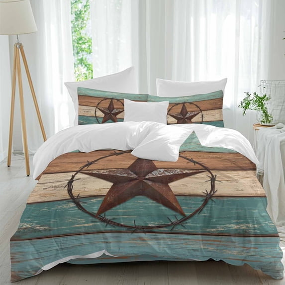Barn Star Queen Size 4 piece Duvet Cover Set,3 Comfort Bedding Set ...