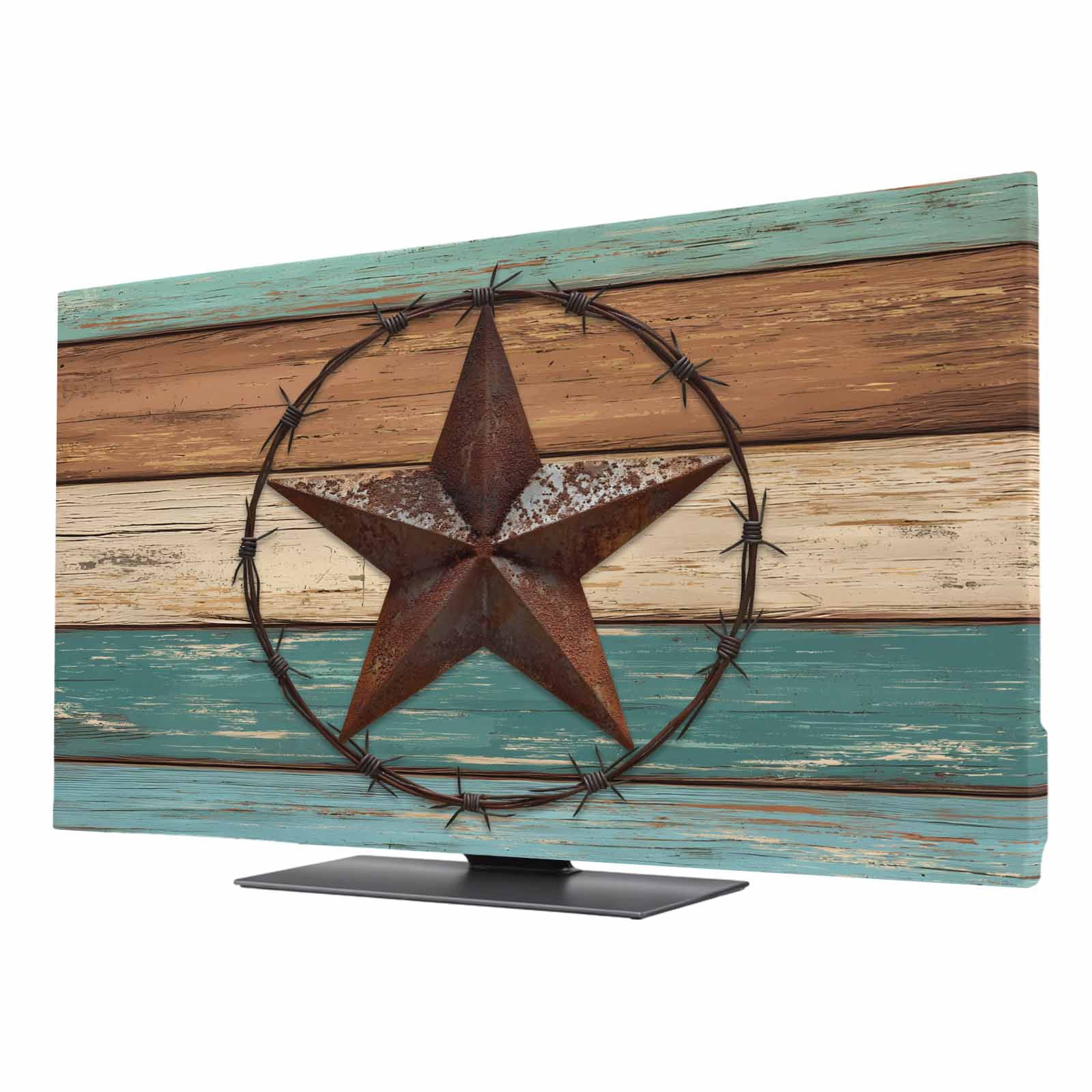 Barn Star TV Dust Cover 32 Inch, Turquoise Wood Grain American ...