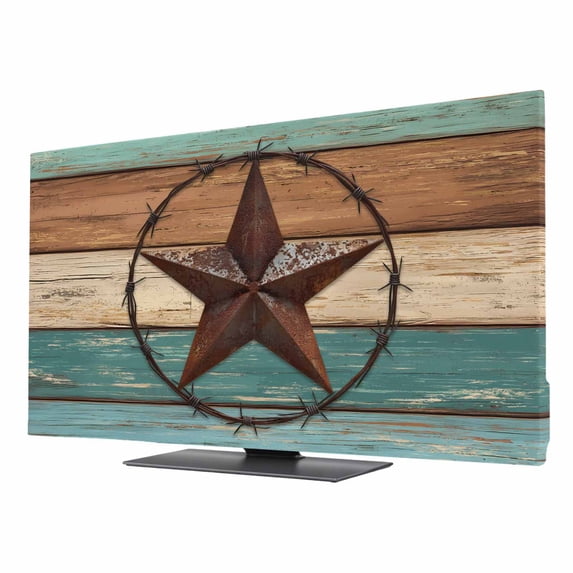 Barn Star TV Dust Cover 55 Inch, Turquoise Wood Grain American ...