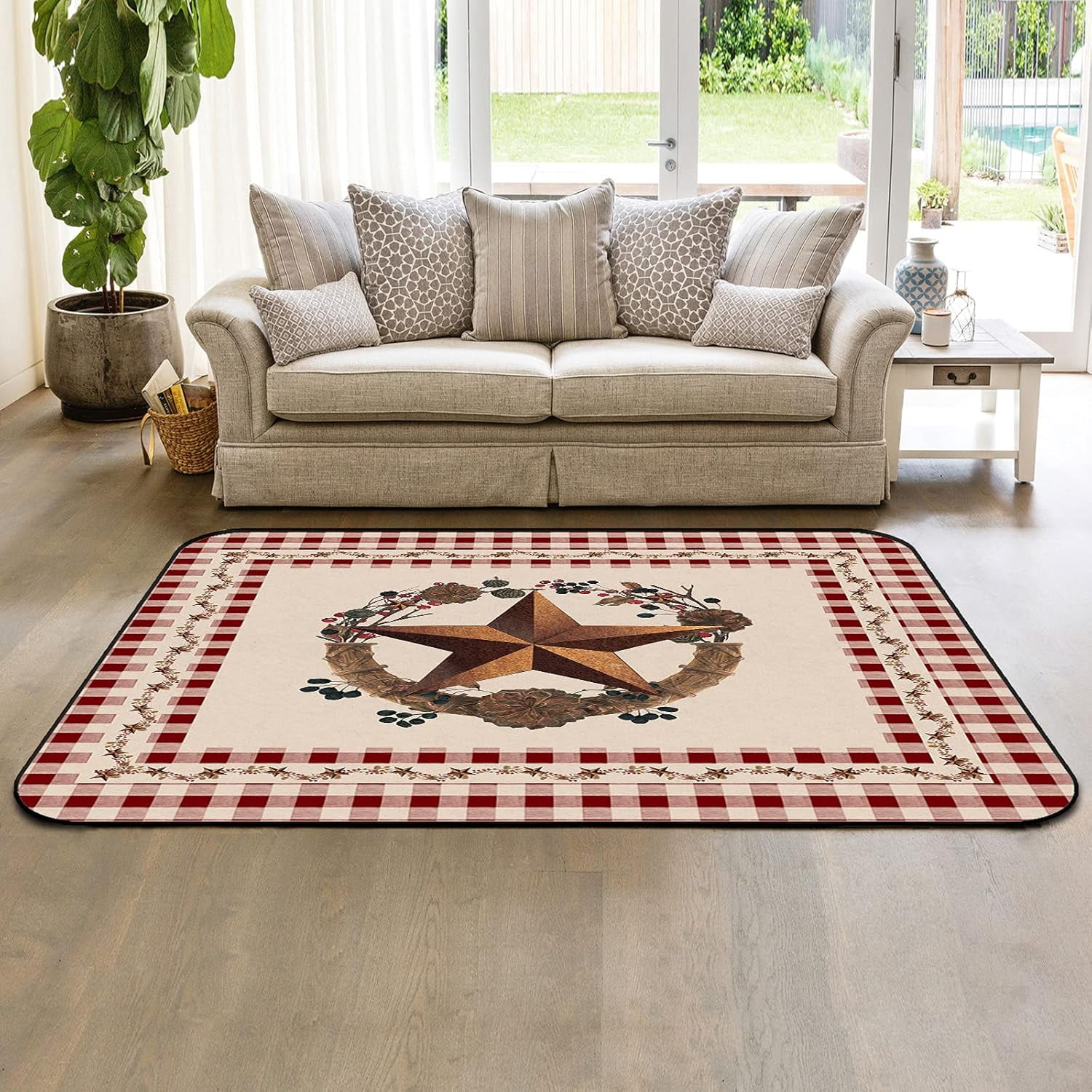 Barn Star Texas Area Rugs 5x7 Large Area Rug for Living Room Bedroom ...