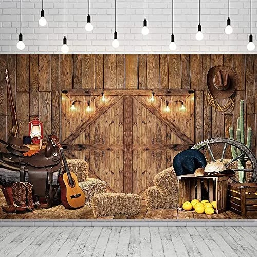 Barn Themed Party Backdrop Banner 180 X 120 Cm Cowboy Decor For ...
