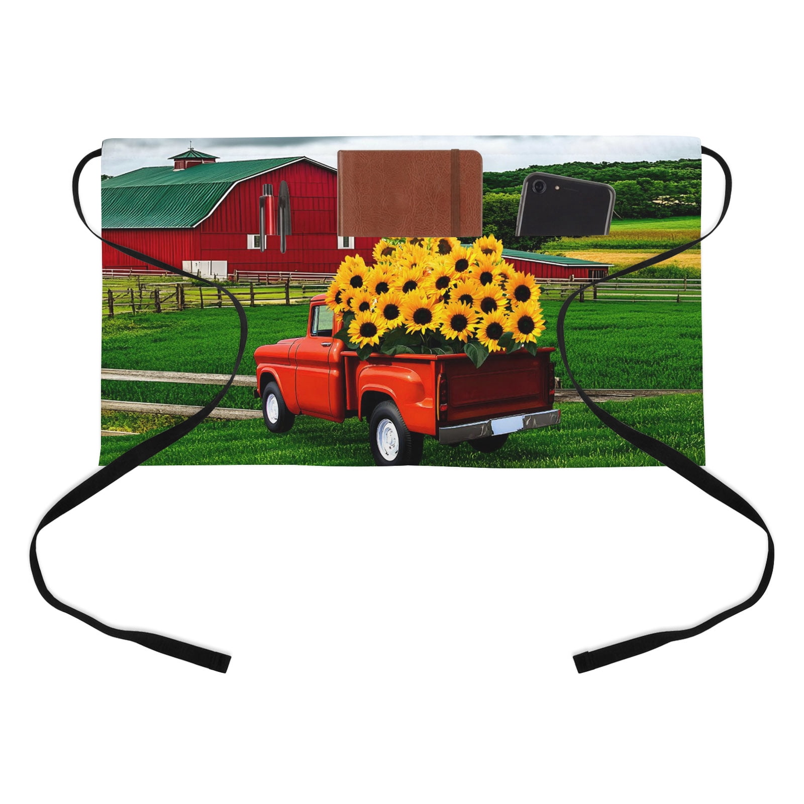 Barn Truck Sunflower Half Waist Apron Farm Countryside Rustic Short ...