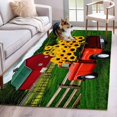 Barn Truck Sunflower Washable Area Rug 4x6 Farm Countryside Rustic Low ...