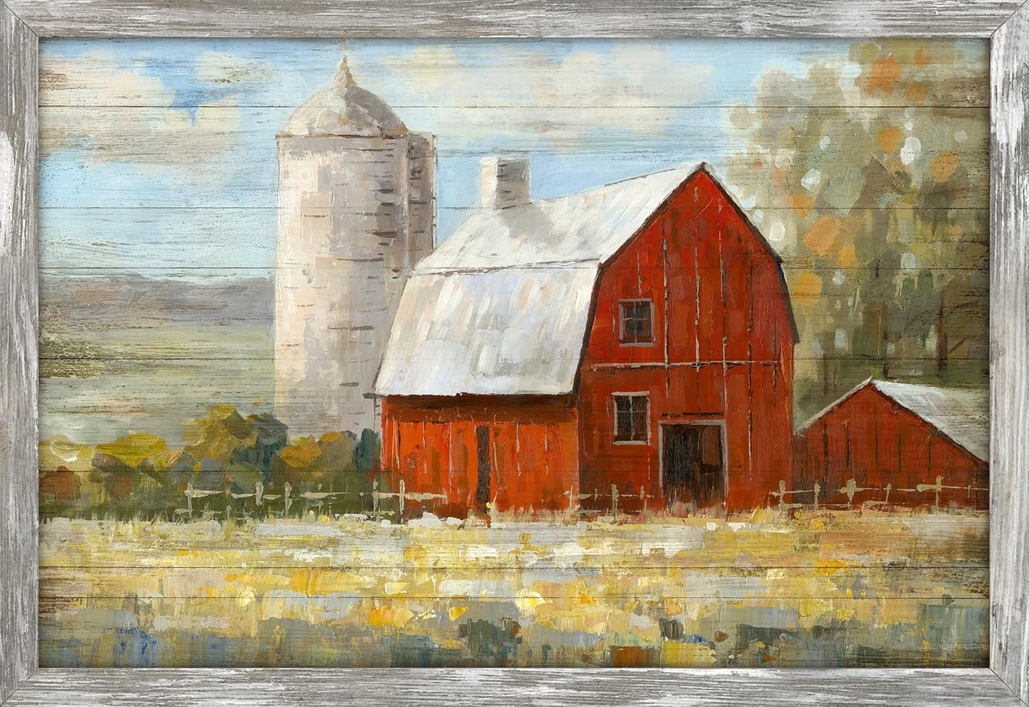 Barn Unframed Wall Art Decor: Old Rustic Red Barn Picture Western Silo ...