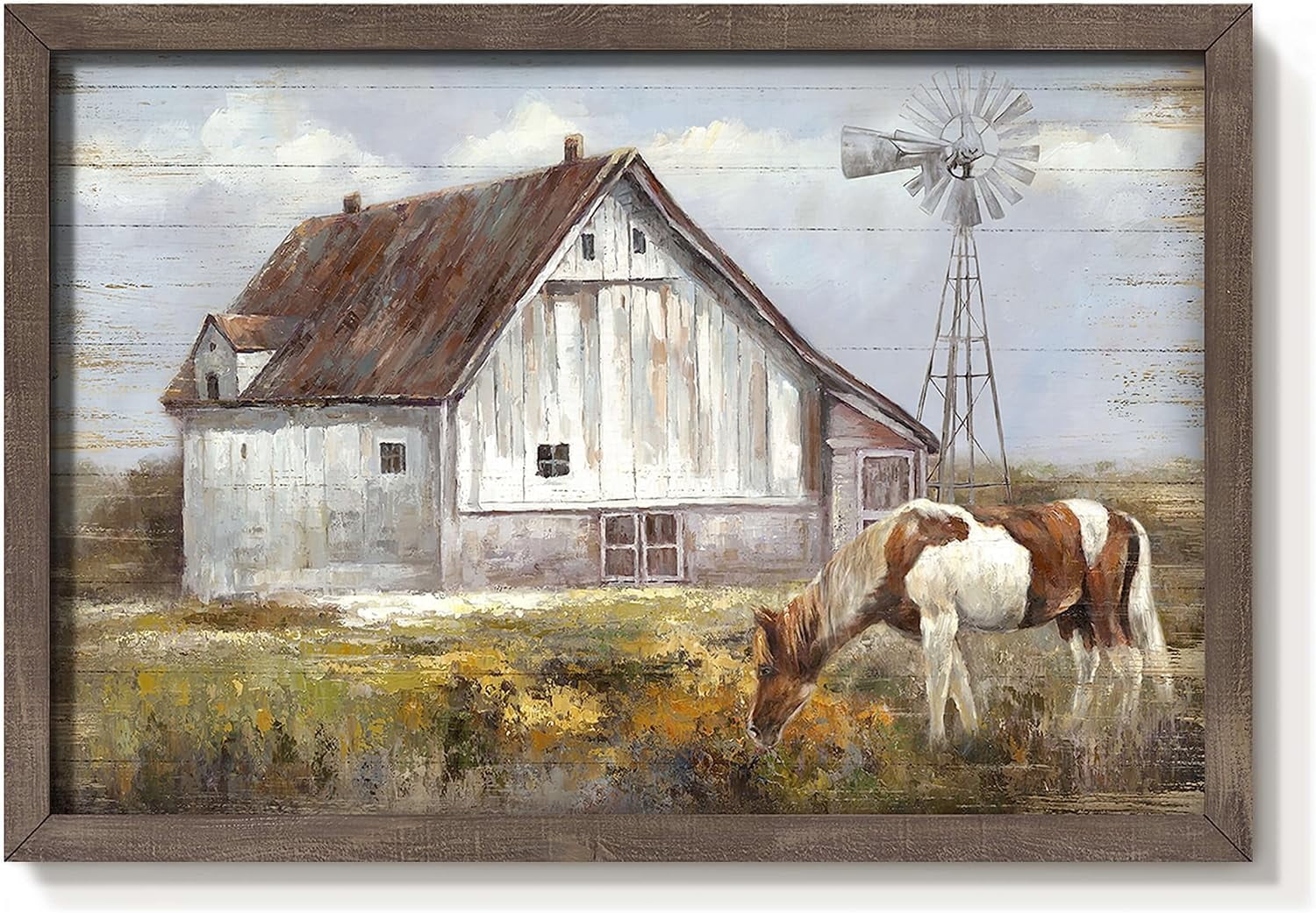 Barn Unframed Wall Art Decor: Rustic Farmhouse Wooden Picture Country ...