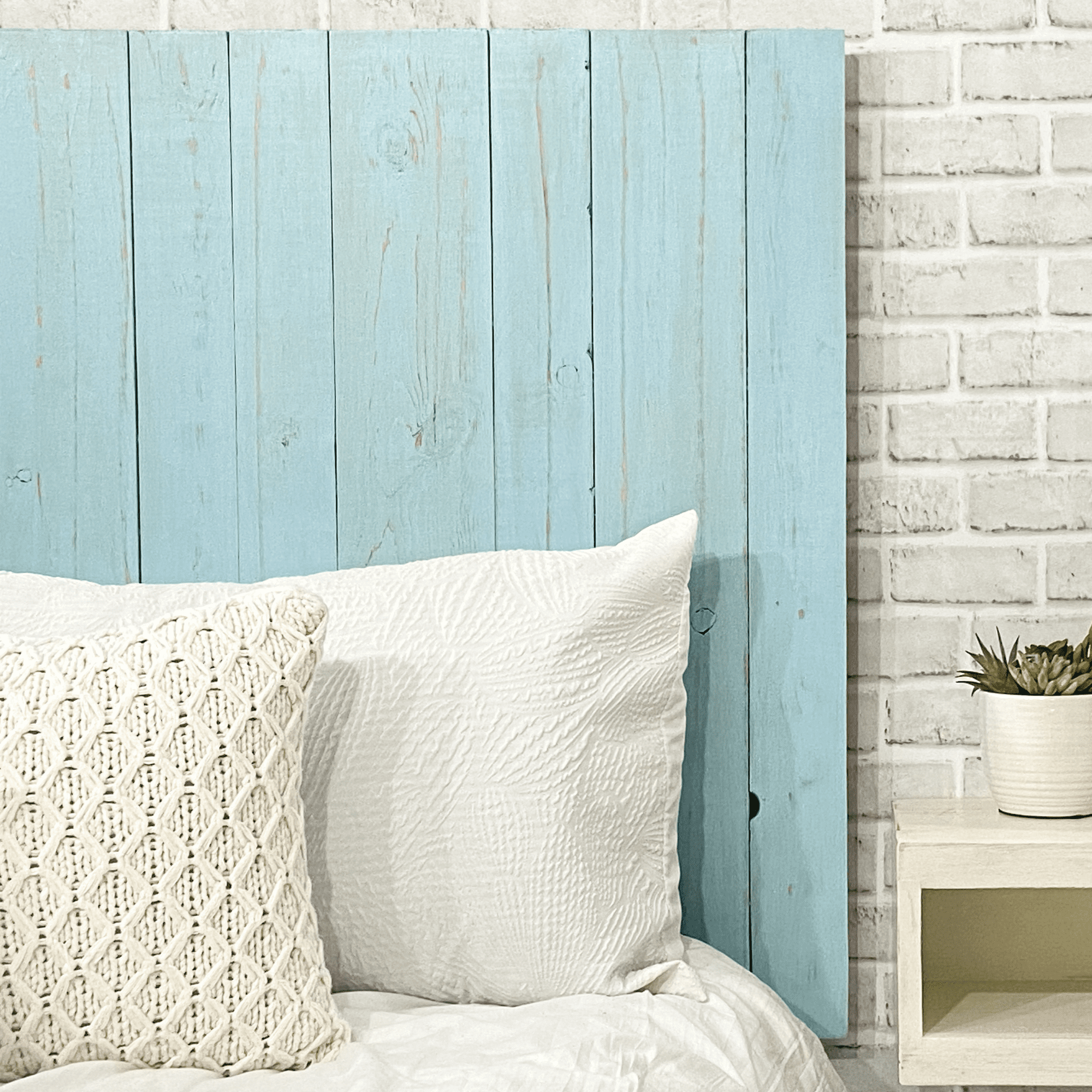 Barn Walls Wooden Headboard, Baby Blue, CA King Size, Wall Mount ...