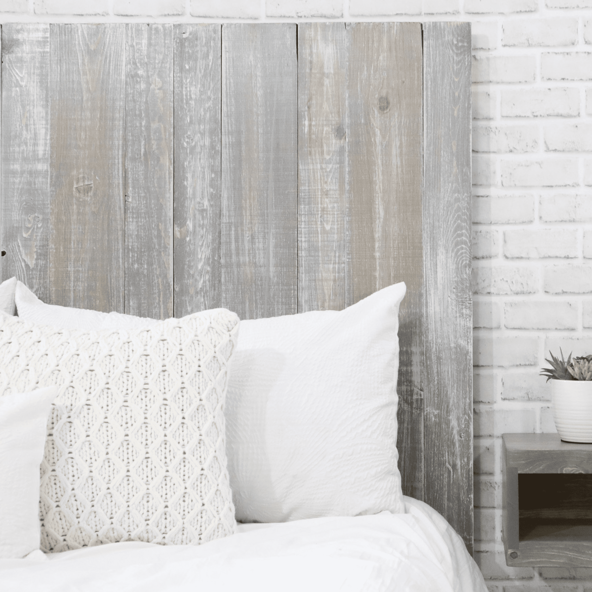 Barn Walls Graywash Headboard, Floating Wood Panels, Wall Mount ...