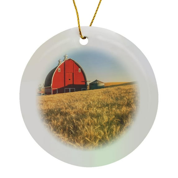 3drose, Barn, Wheat Fields, Palouse, Usa, Circle Porcelain Ornament ...