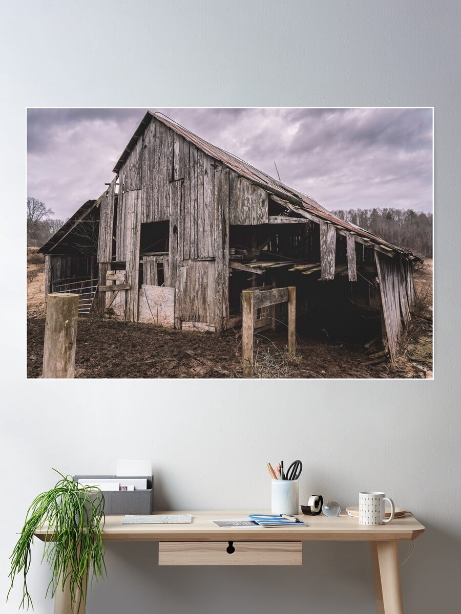 Barn Wood Patina Poster Wall Art, Modern Wall Decor For Living Room ...