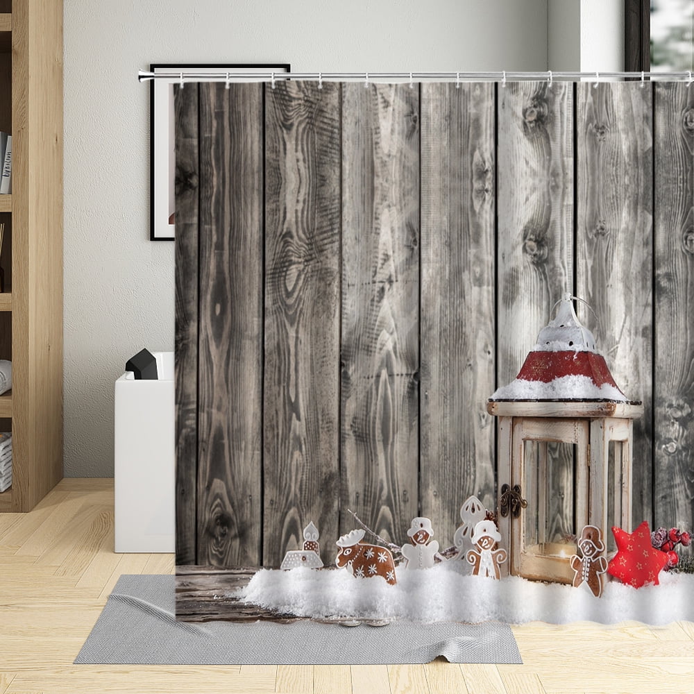 Barn Wood Wagon Wheel Shower Curtain Vintage Wood Grain Rustic Wall ...