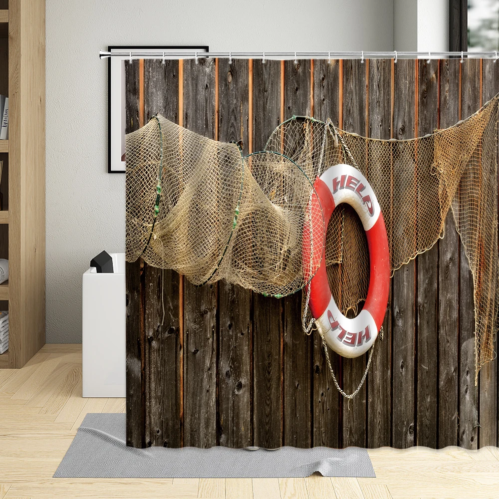 Barn Wood Wagon Wheel Shower Curtain Vintage Wood Grain Rustic Wall ...