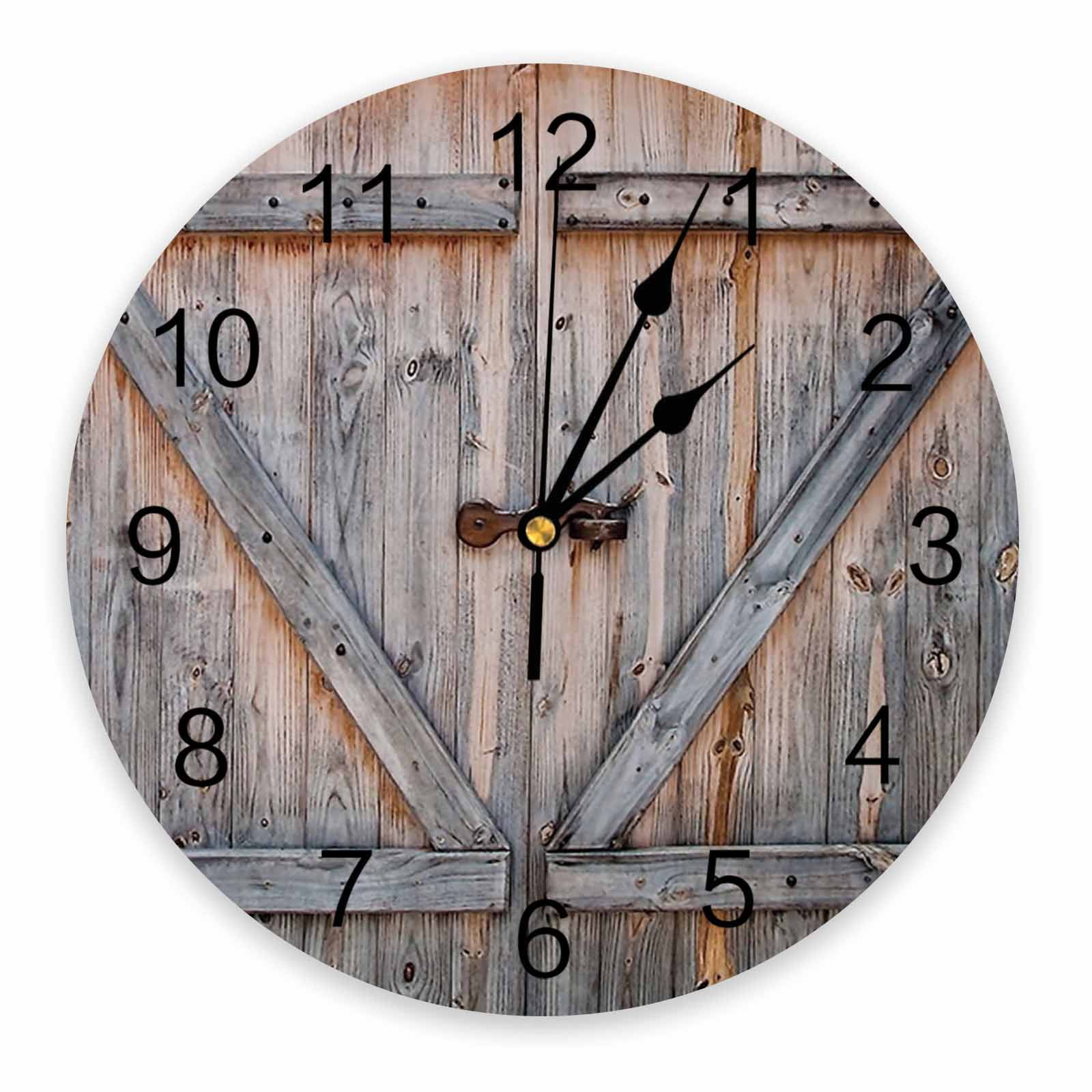 Barn Wooden Door Retro Creative Wall Clock For Home Office ration ...