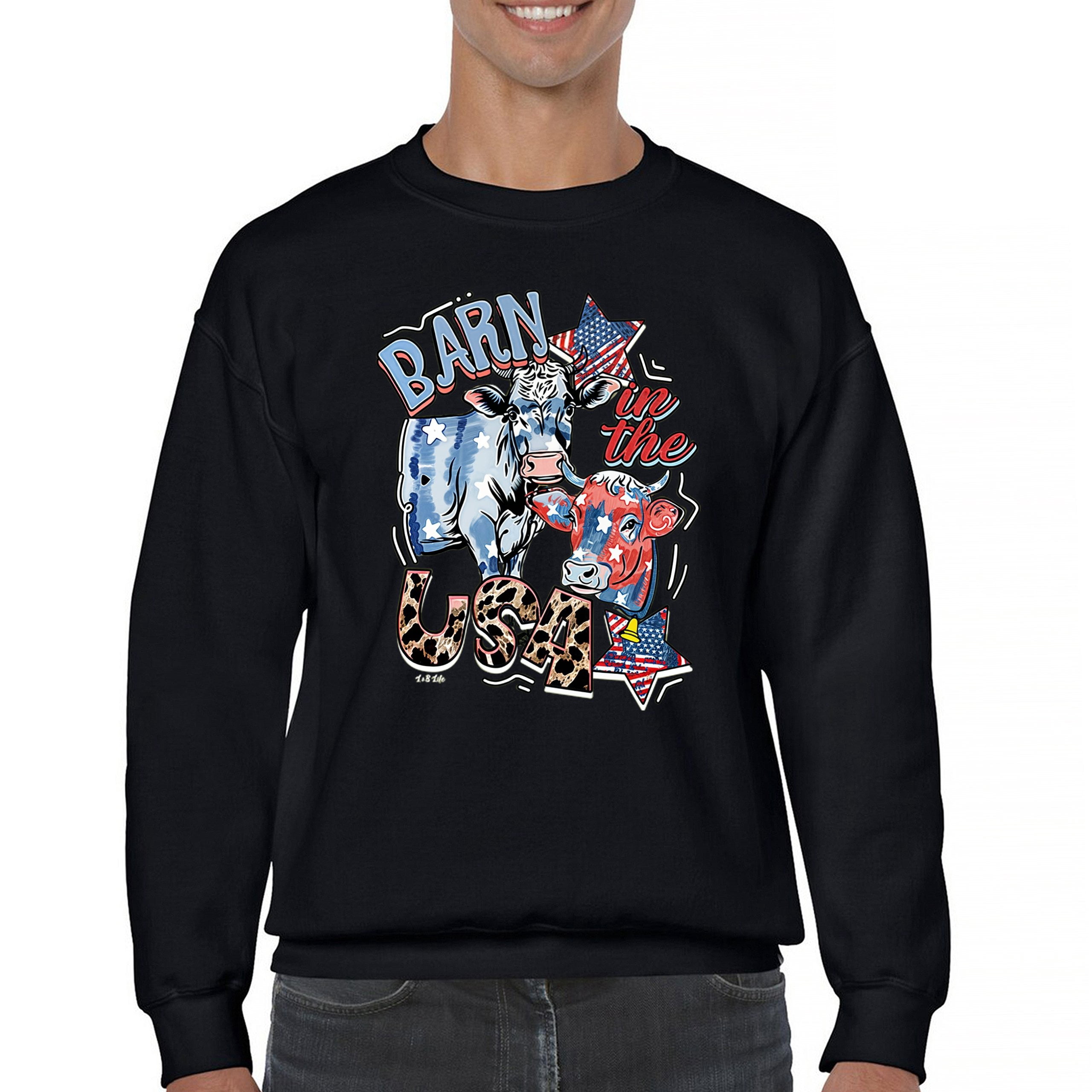 Barn in the USA Sweatshirt Farmer Pride Cows Cattle Farming 4th of July ...