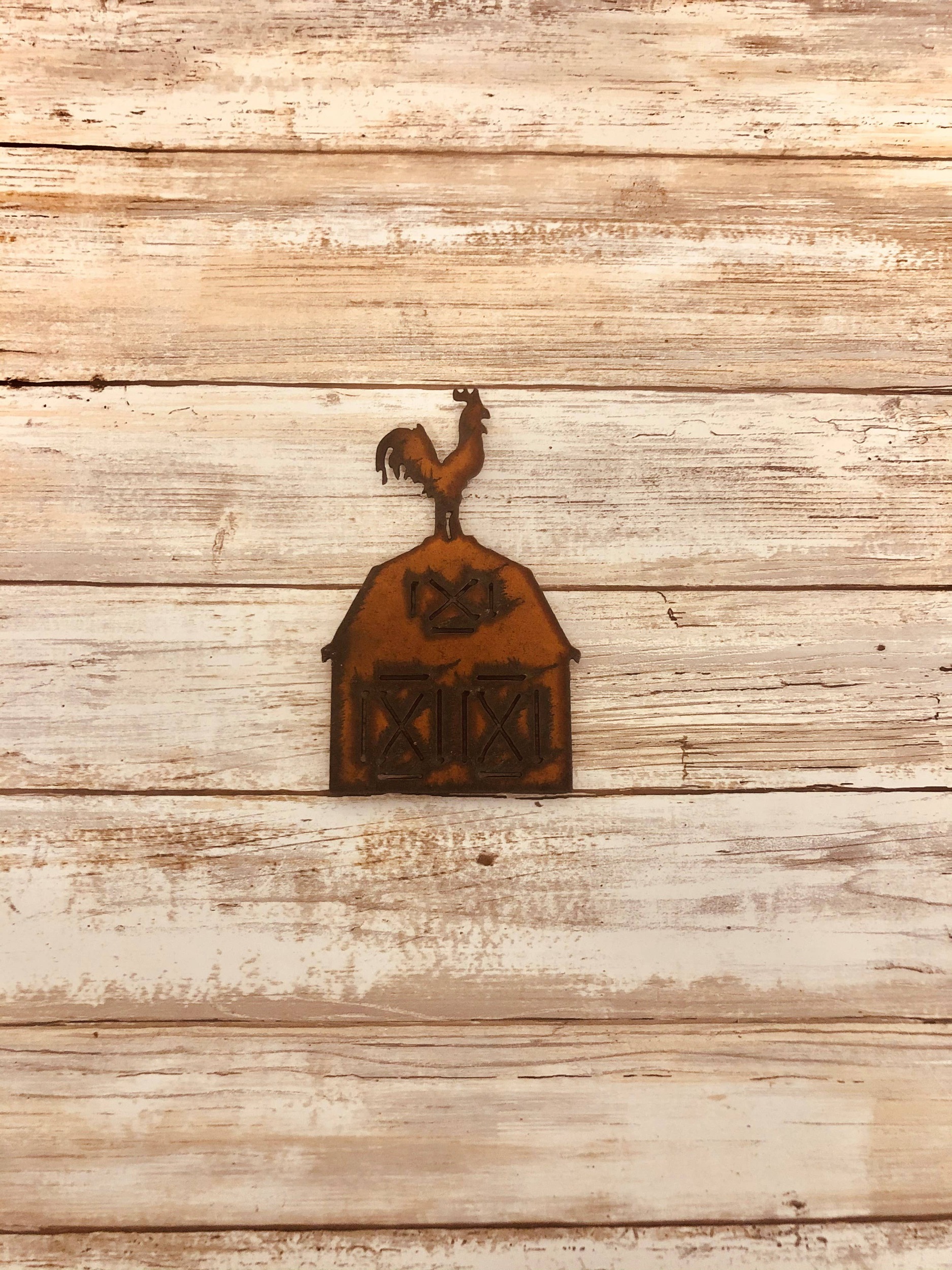 Barn with Rooster Rustic Iron Magnet - Walmart.com