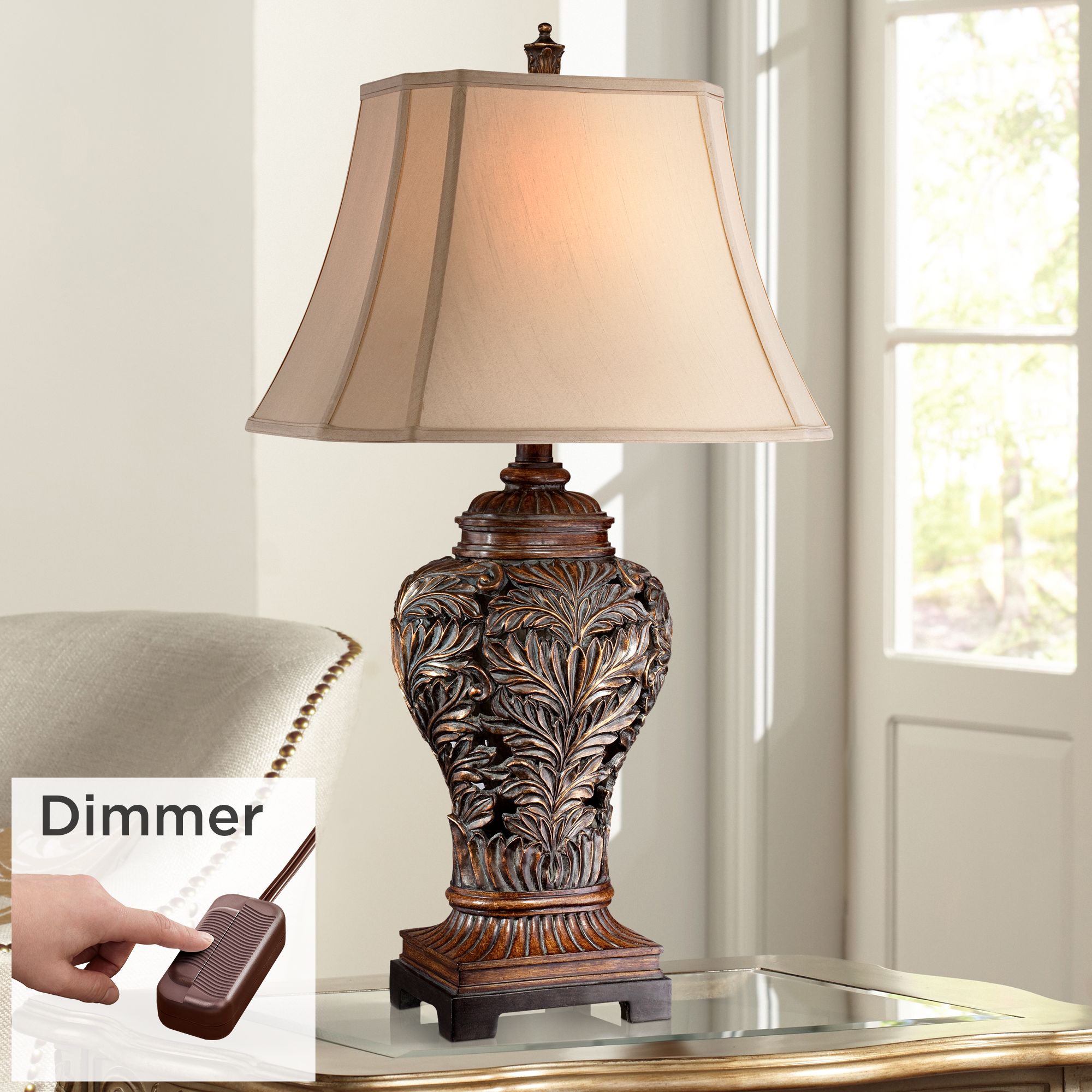 Barnes and Ivy Leafwork Vase 32 1/2" Tall Large Traditional End Table ...