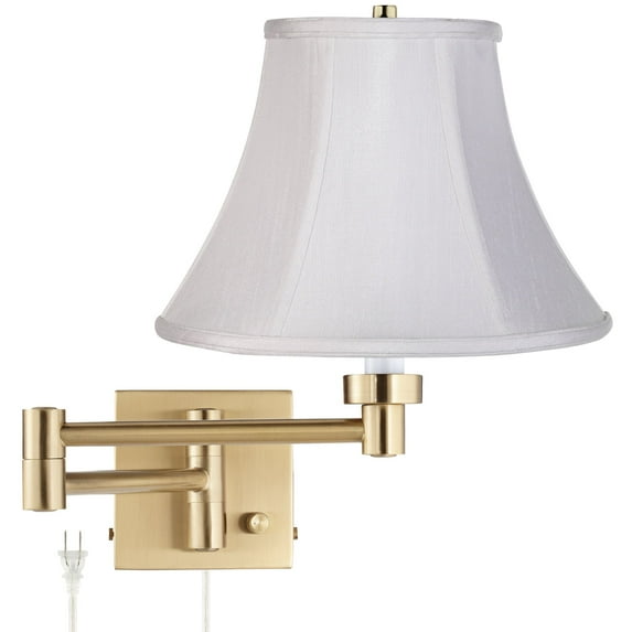 Barnes and Ivy Modern Swing Arm Wall Lamp Warm Antique Brass Plug-In ...