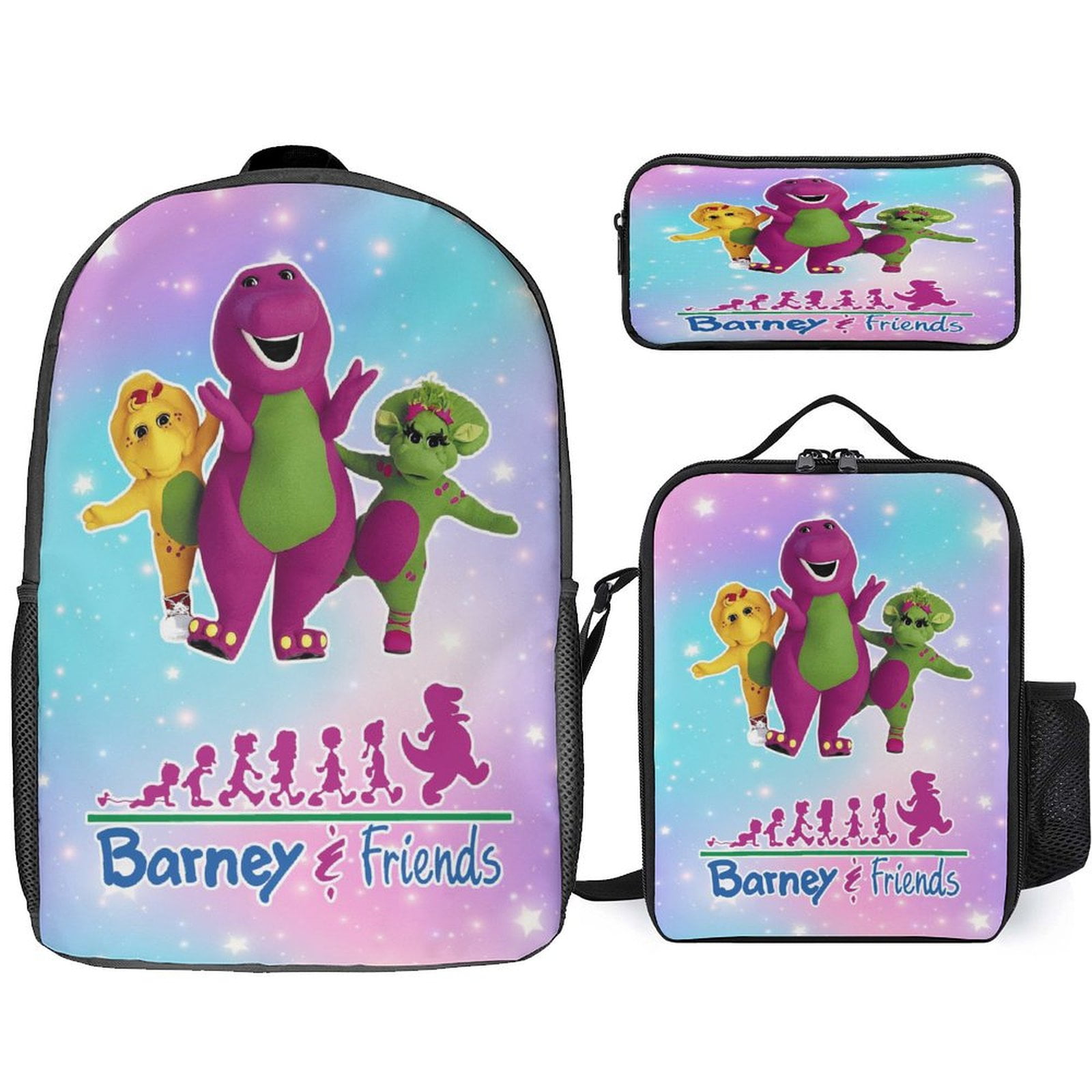 Barney And Friend Backpack 3PCS Backpack Set Lunch Box And Pencil Case ...