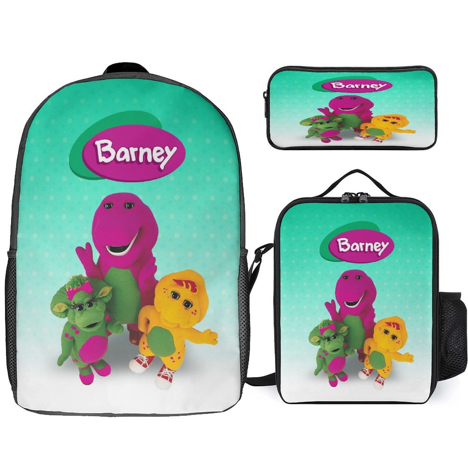 Barney And Friend Backpack 3PCS Backpack Set Lunch Box And Pencil Case ...