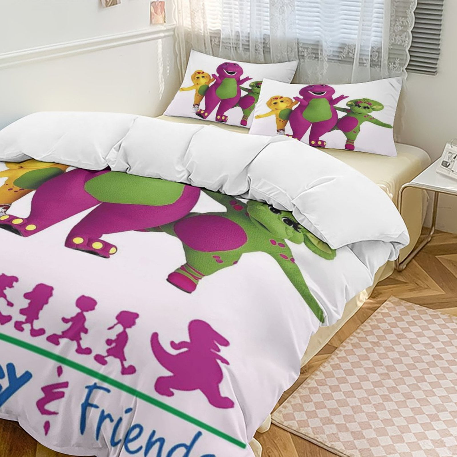 Barney And Friends Comfortable 3-Piece Bedding Set Pillow Case Bed ...