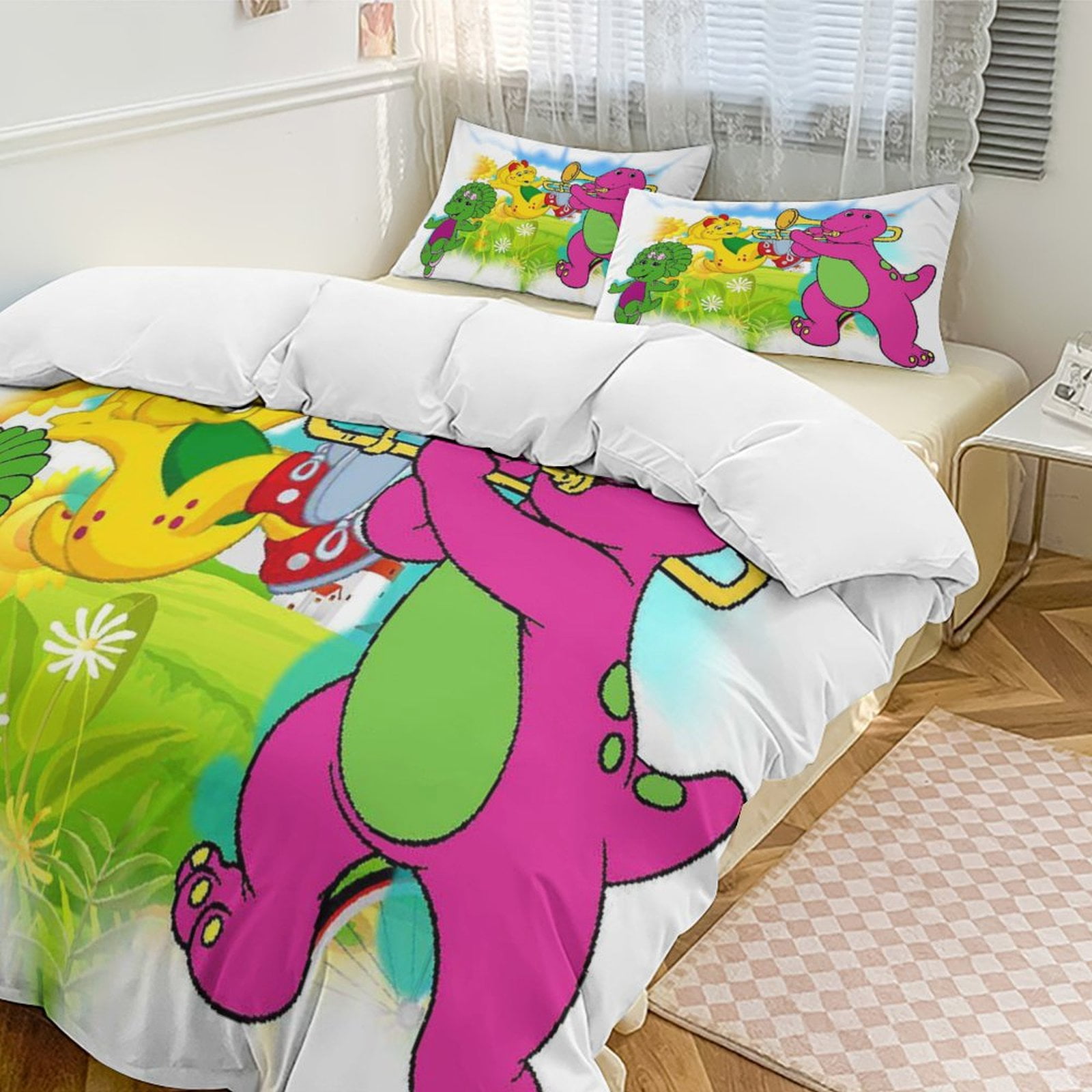 Barney And Friends Comfortable 3-Piece Bedding Set Pillow Case Bed ...