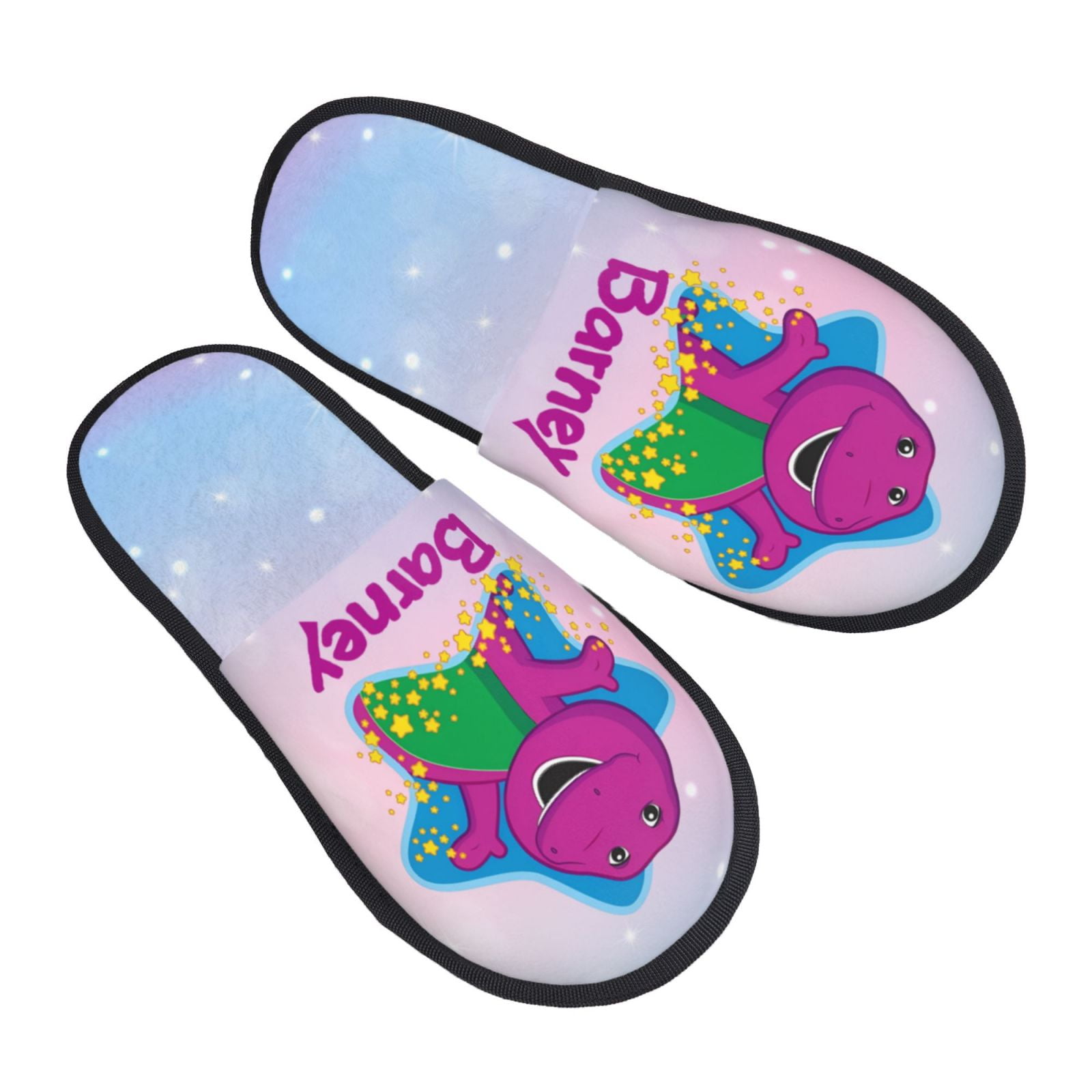 Barney And Friends Furry Slippers For Men Women Fuzzy House Slippers ...