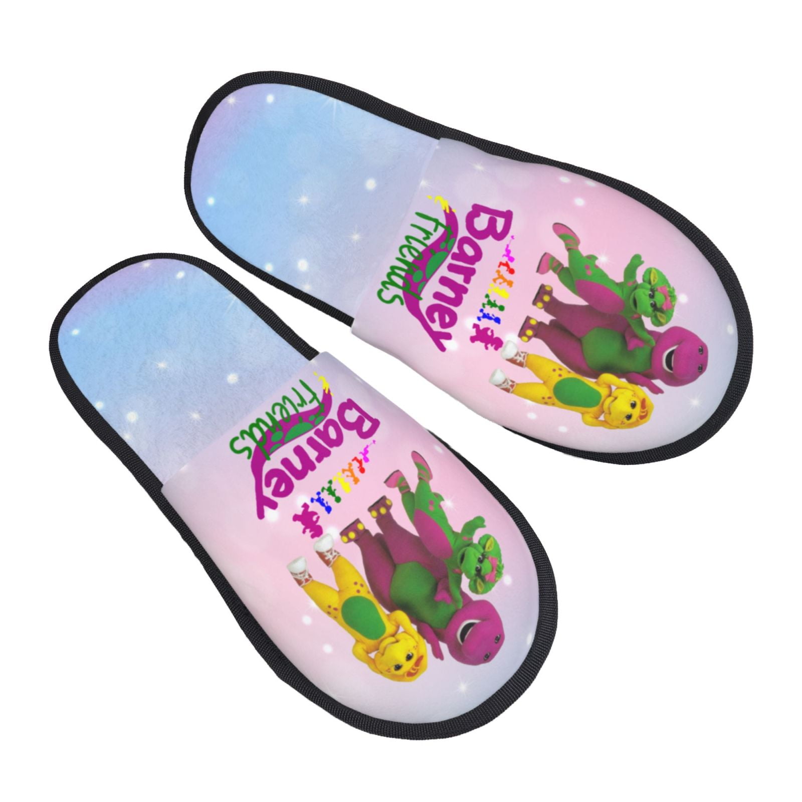 Barney And Friends Furry Slippers For Men Women Fuzzy House Slippers ...