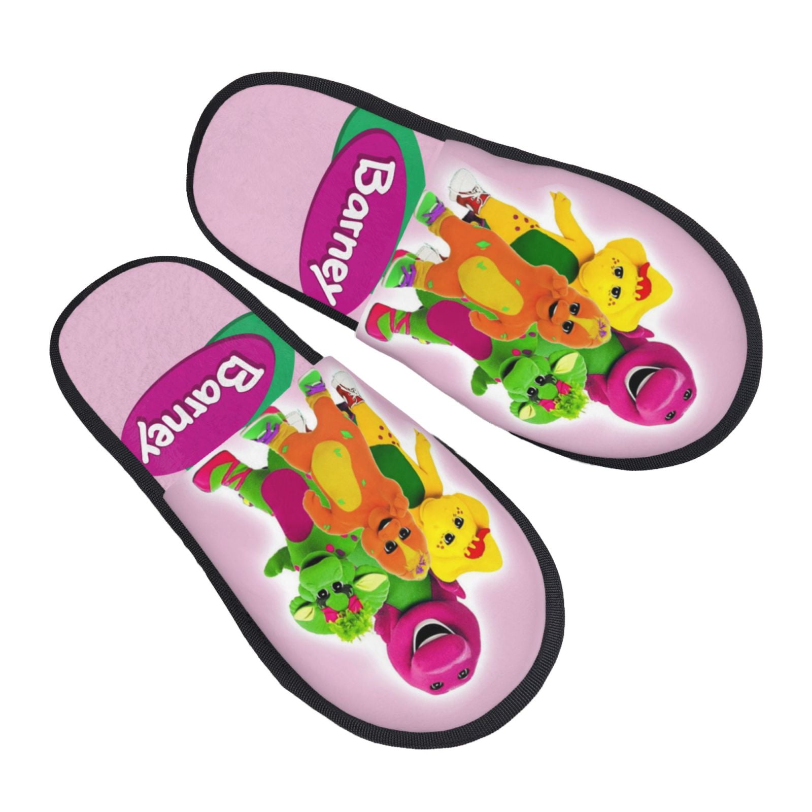 Barney And Friends Furry Slippers For Men Women Fuzzy House Slippers ...