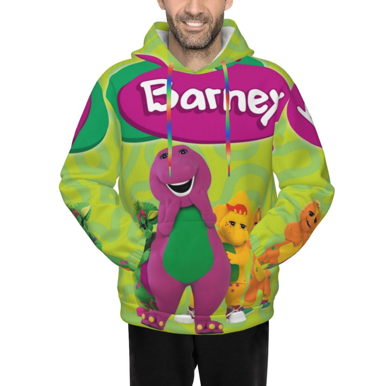 Barney And Friends Men's Hoodie Novelty Pattern Adult Hooded ...