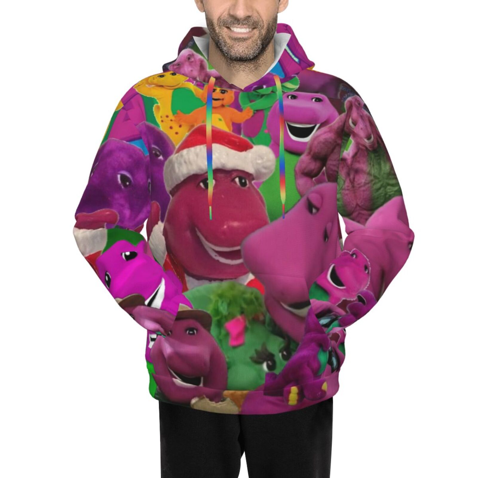 Barney And Friends Men's Hoodie Novelty Pattern Adult Hooded ...