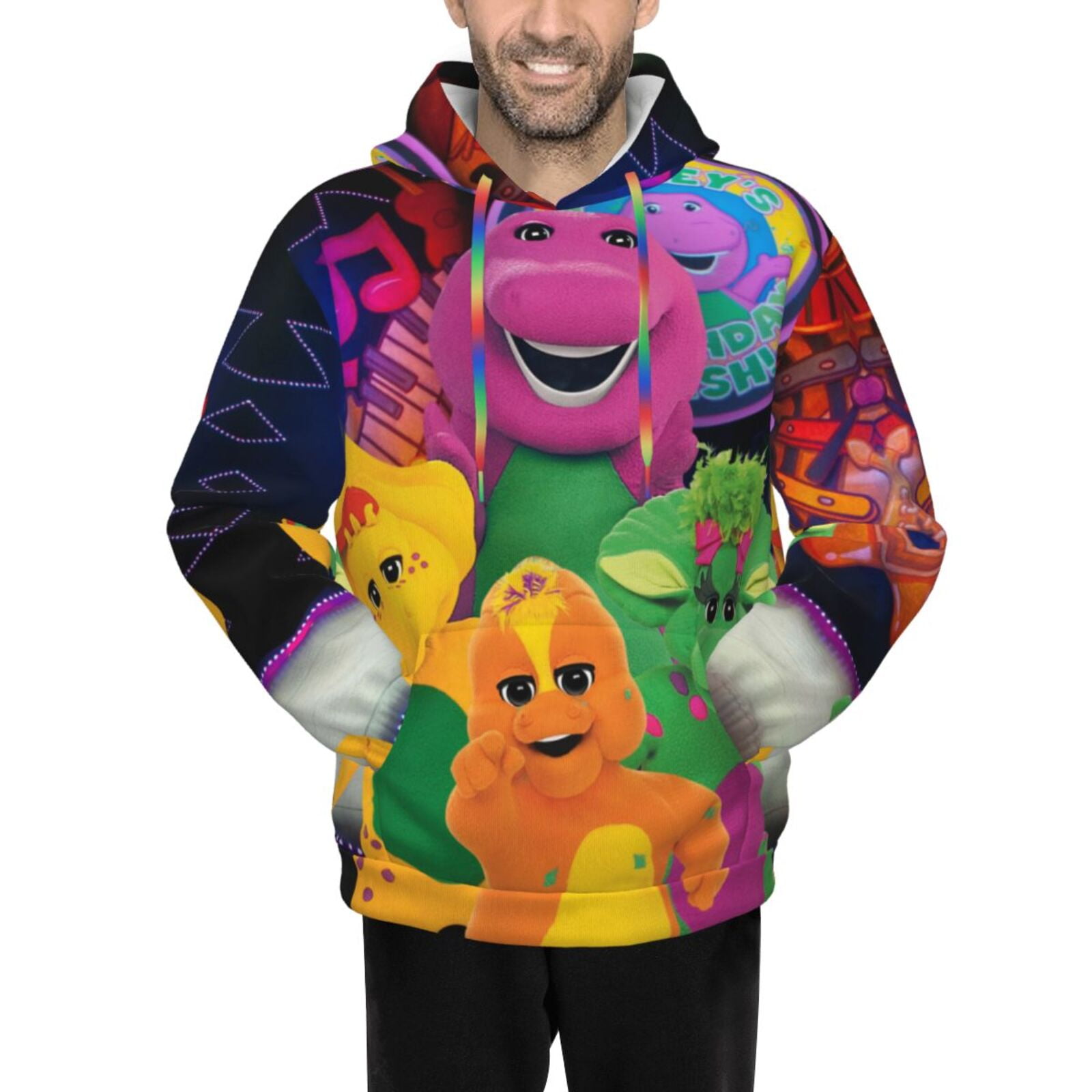 Barney And Friends Men's Hoodie Novelty Pattern Adult Hooded ...