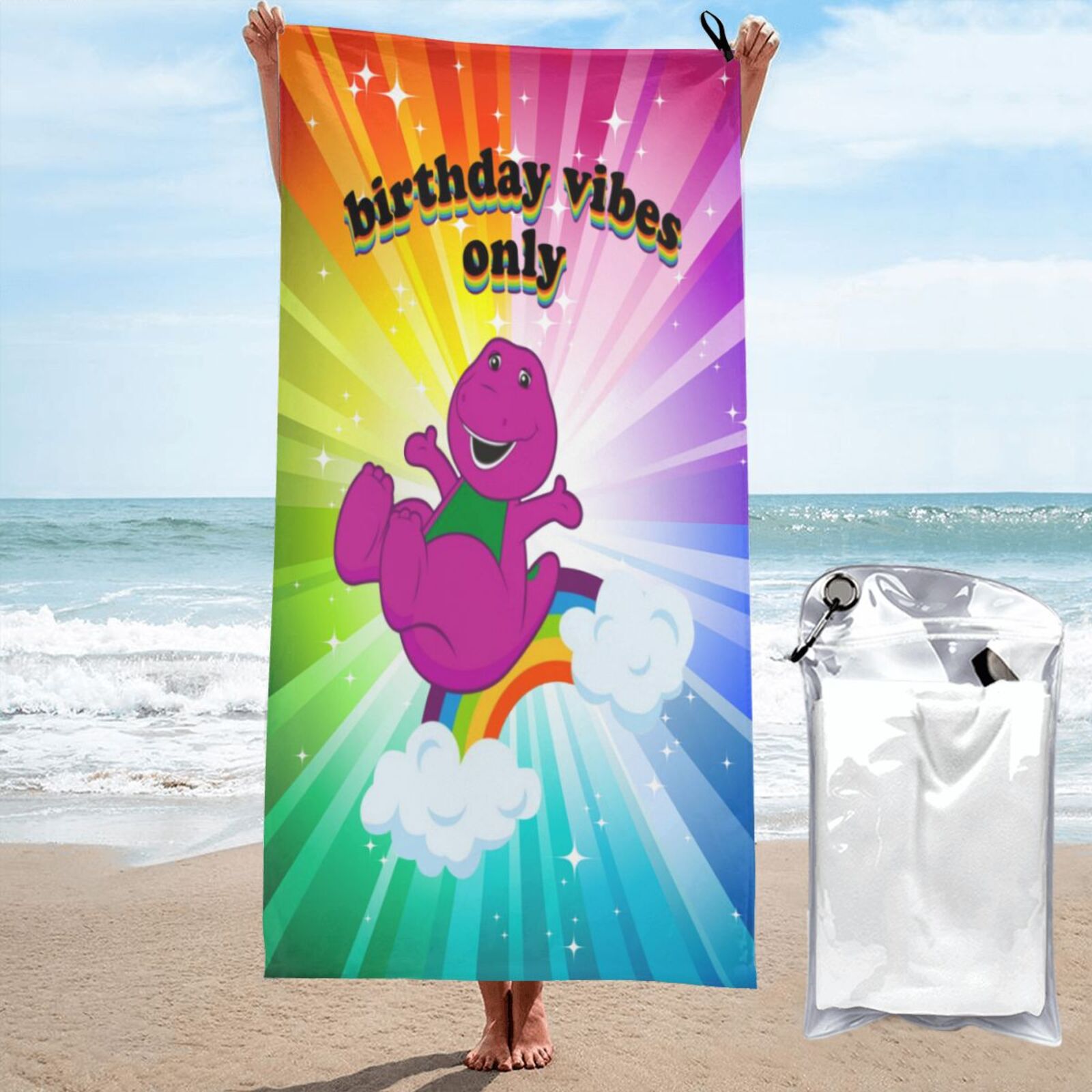 Barney And Friends Microfiber Beach Towel Cartoon Beach Summer Bath ...