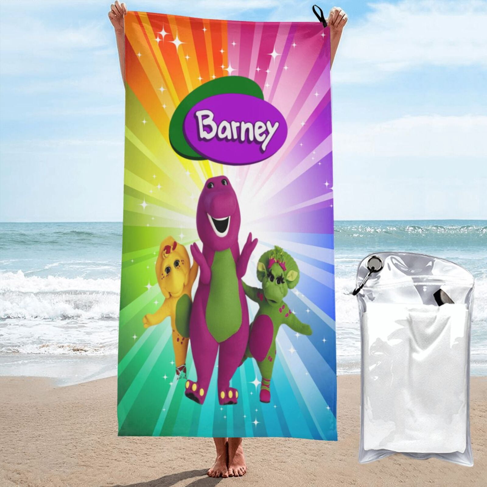 Barney And Friends Microfiber Beach Towel Cartoon Beach Summer Bath ...