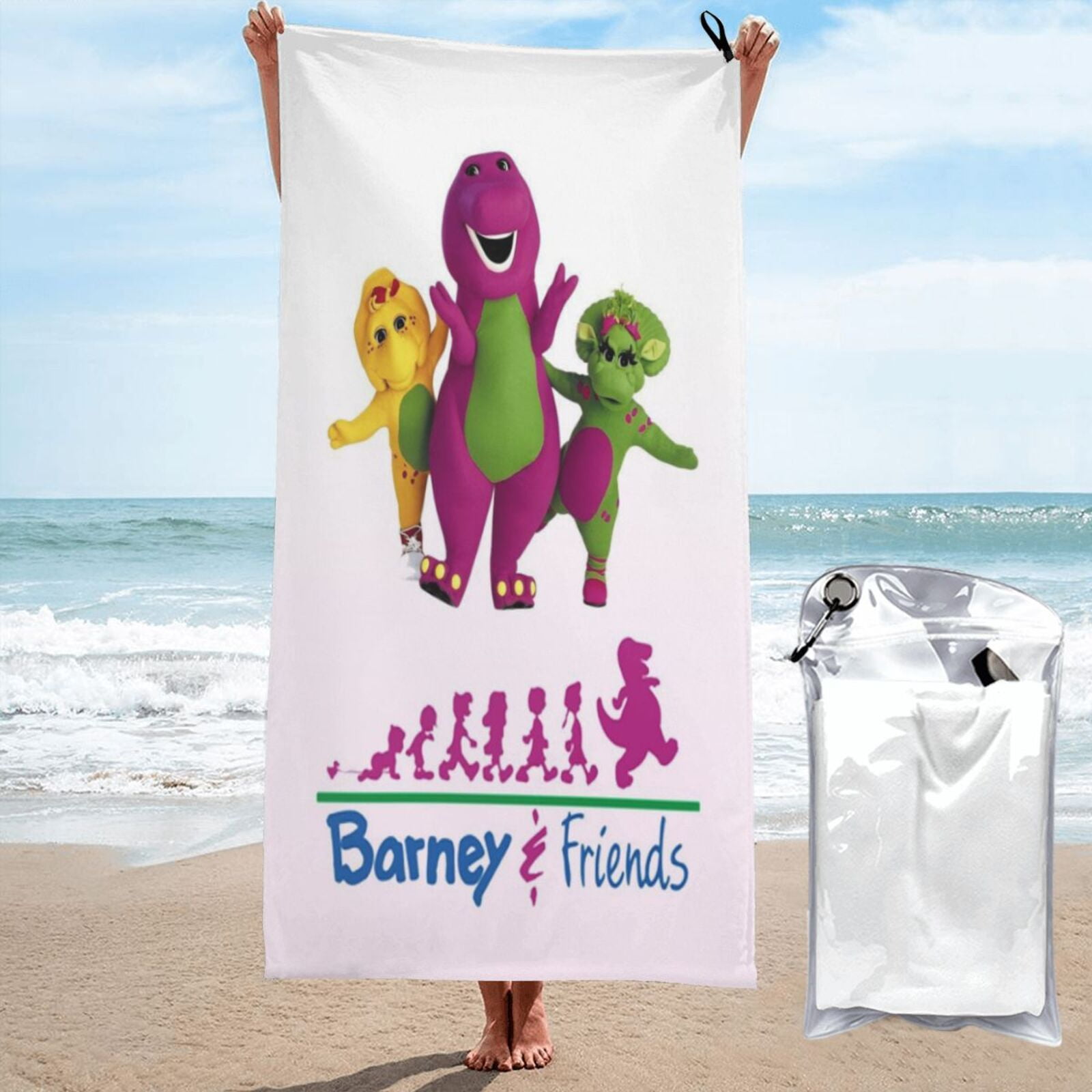 Barney And Friends Microfiber Beach Towel Cartoon Beach Summer Bath ...