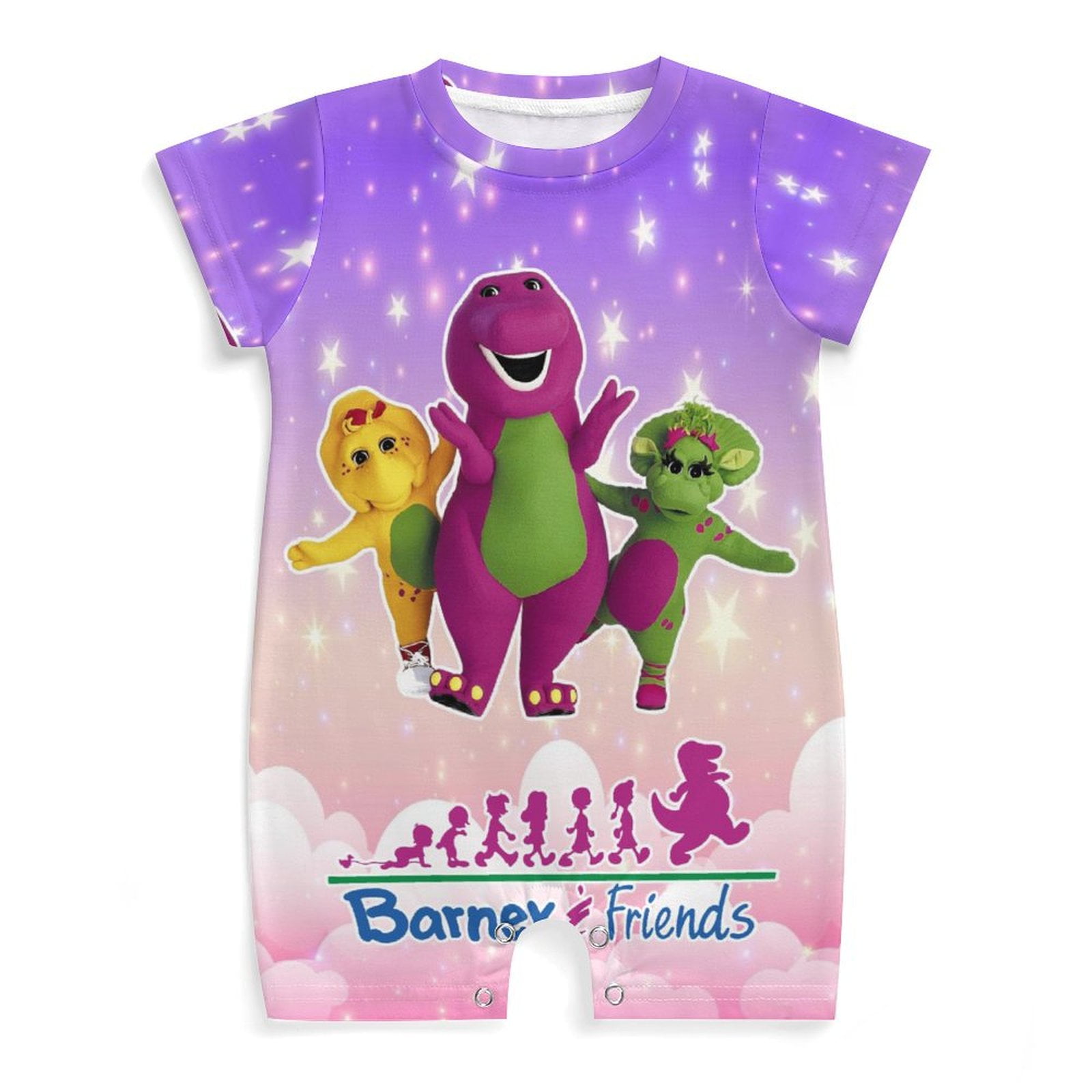 Barney And Friends Newborn Baby Outfit Short Sleeve Romper Bodysuit ...