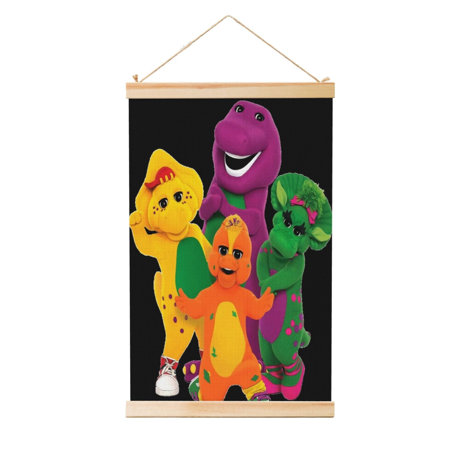 Barney And Friends Poster Canvas Wooden Shaft Hanging Poster Home Decor ...
