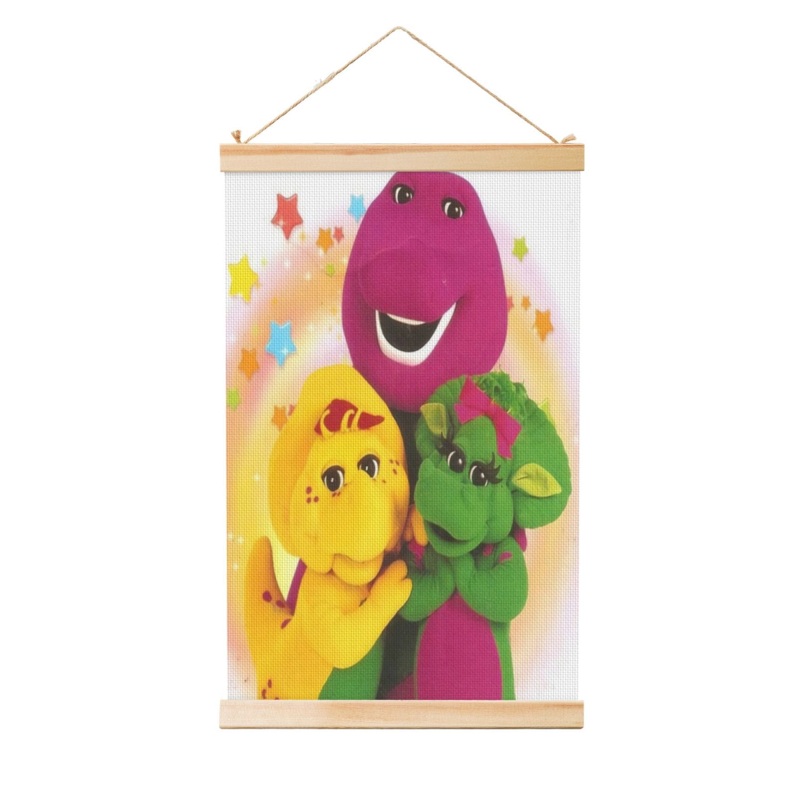 Barney And Friends Poster Canvas Wooden Shaft Hanging Poster Home Decor ...