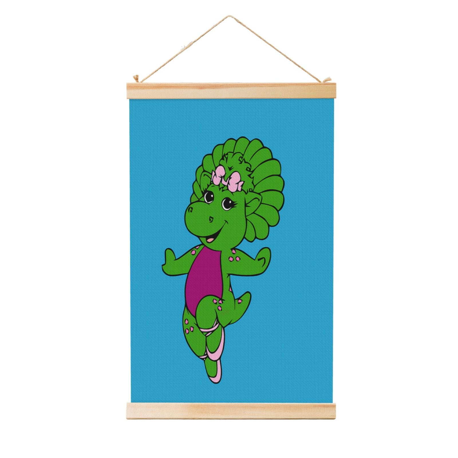 Barney And Friends Poster Canvas Wooden Shaft Hanging Poster Home Decor ...
