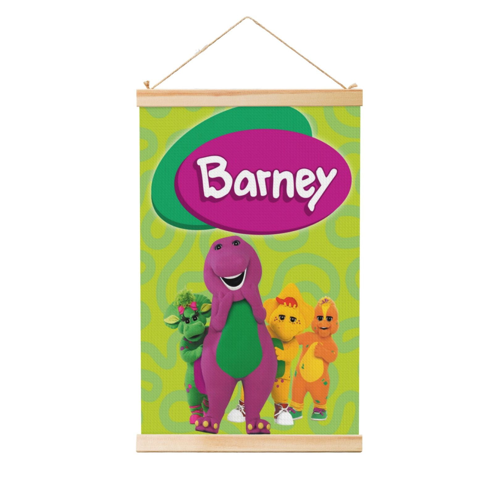 Barney And Friends Poster Canvas Wooden Shaft Hanging Poster Home Decor ...